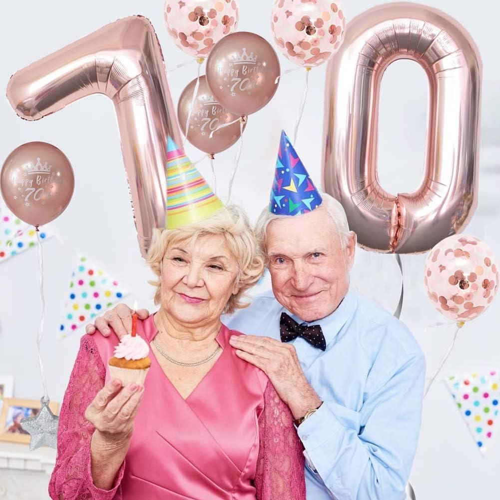 Rose Gold 70th Birthday Decorations Set - Unique Digital Number 70 ...