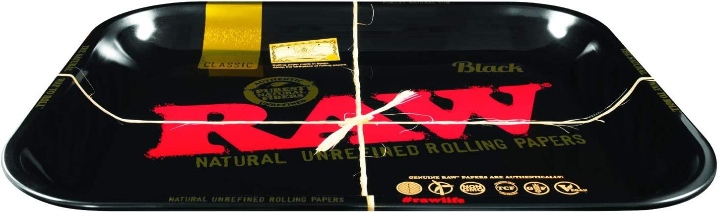 RAW Black Metal Rolling Tray - Large 14''x11''x1'' | Modern Stylish ...