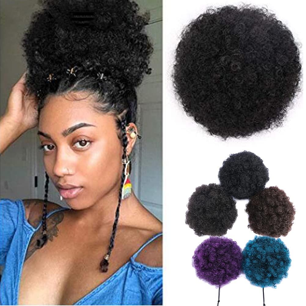 Buy Synthetic Puff Afro Curly Hair Extensions | Black Purple Short ...