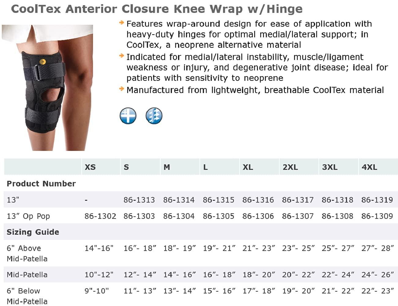 Corflex CoolTex Anterior Closure Knee Brace - M Hinged Wrap Around for ...