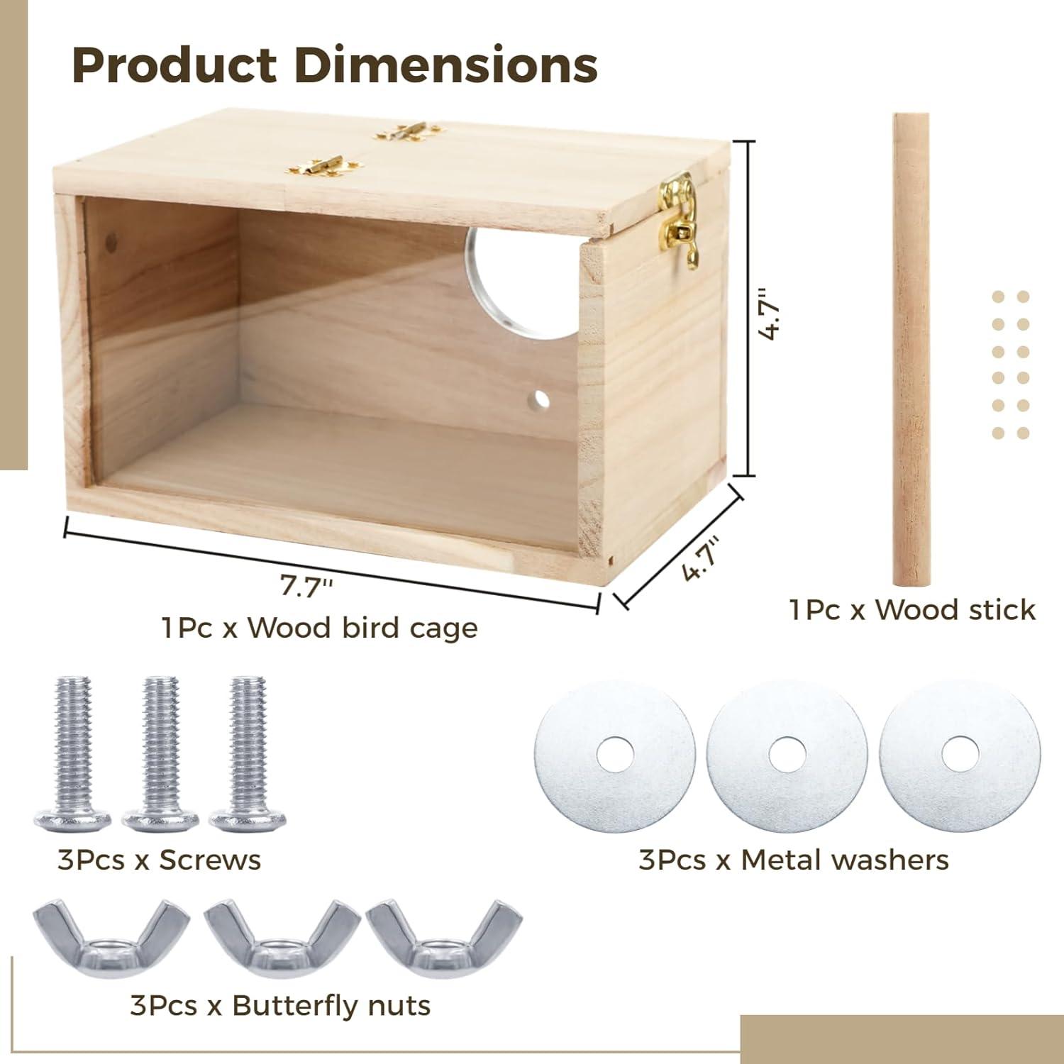 SWEWARM Wood Budgie Nesting Box with Perch and Window - Ideal for Lovebirds, Finches, Parrots ...