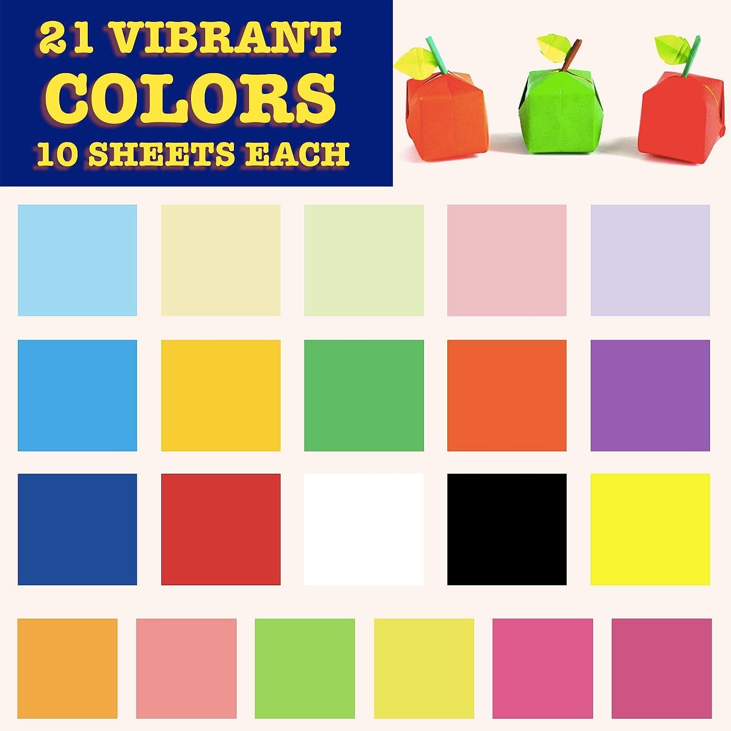 Origami Paper Craft Colored Paper - 210 Sheets, 6 Inch Square, 21 Vivid ...
