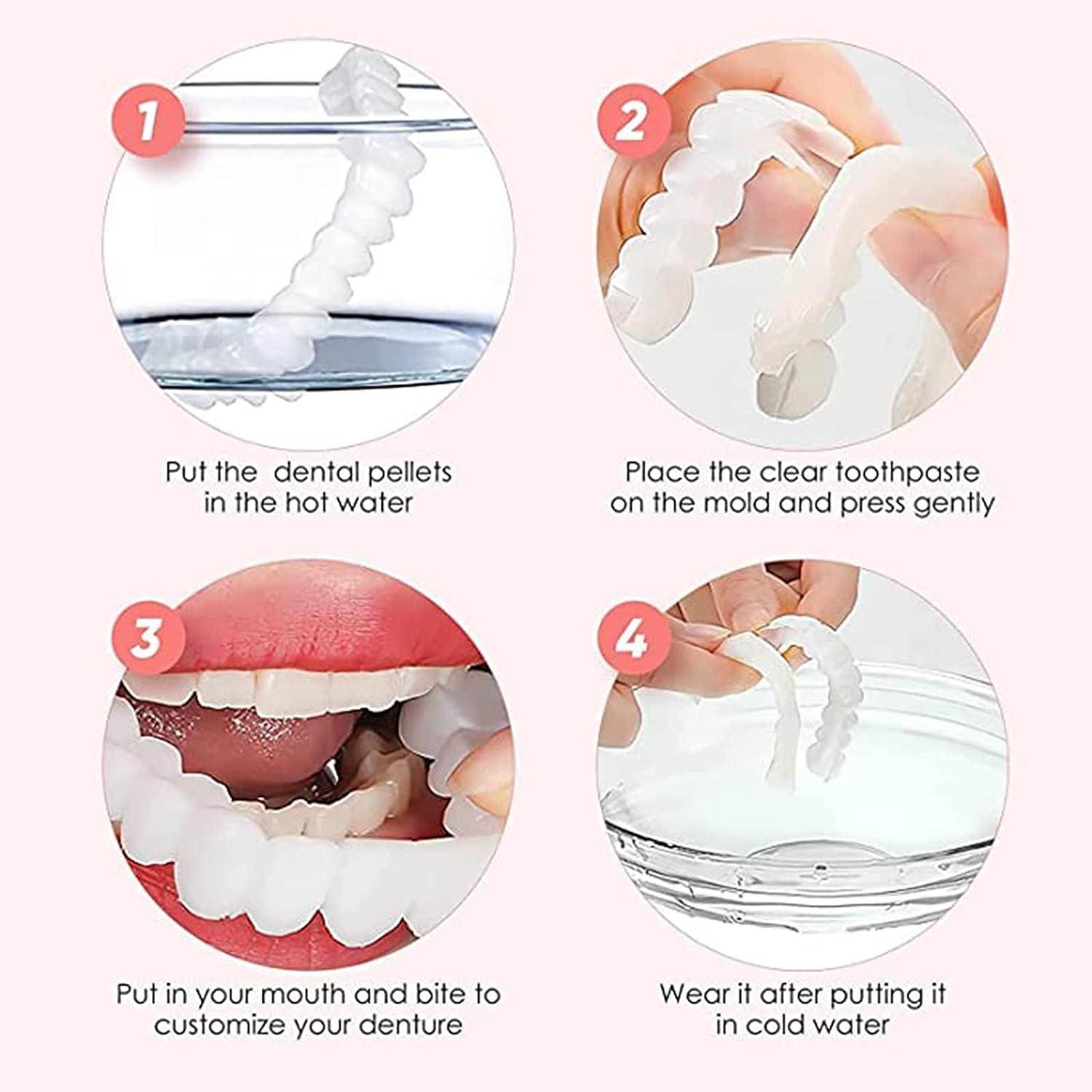 2 PCS Fake Teeth Dentures for Men and Women - Temporary Dental Veneers ...