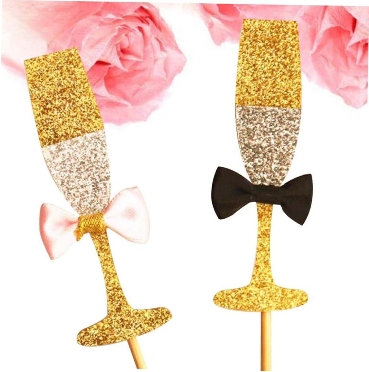 ibasenice 40 Pcs Engagement Cake Topper Glasses Cupcake Toppers Bride ...