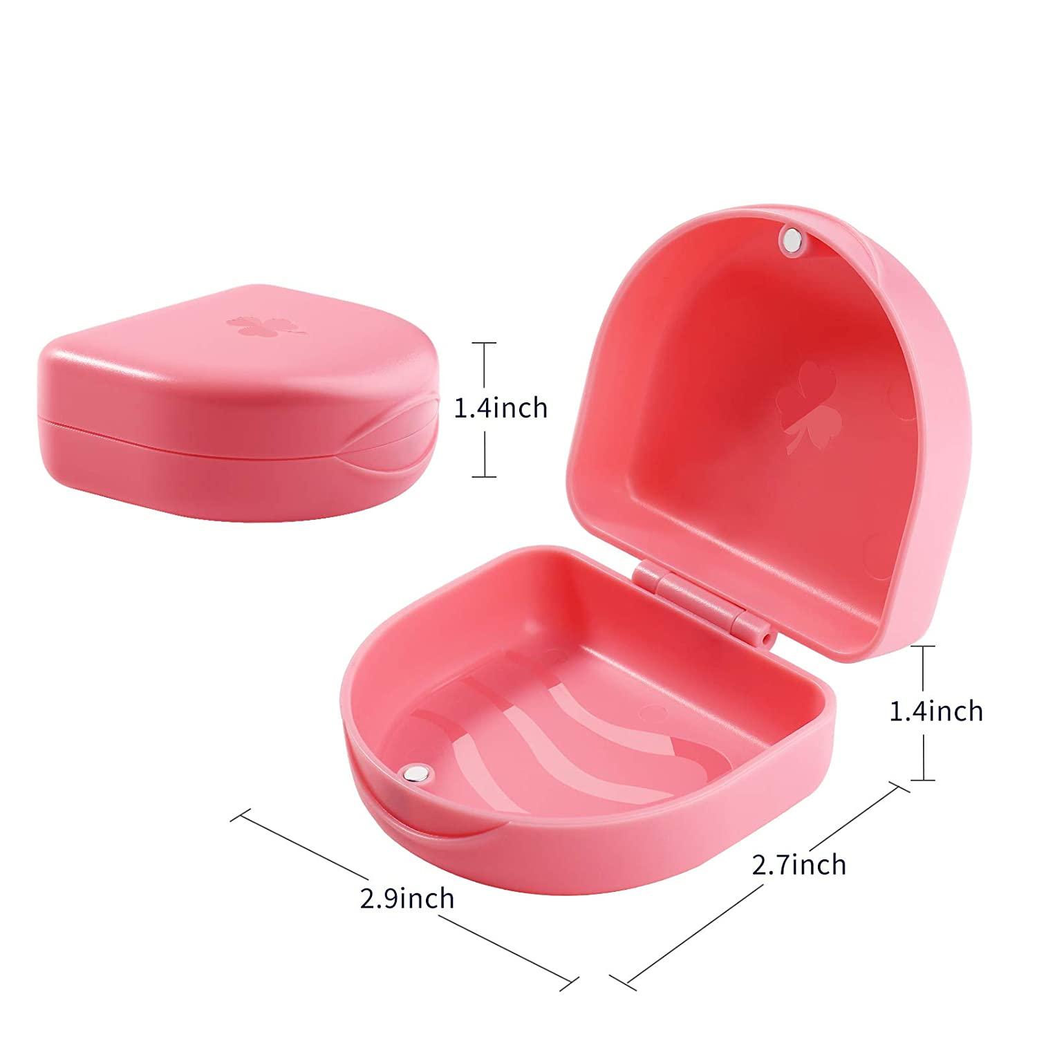 2 Pack Pink Orthodontic Retainer Case Set - Solid Retainer Holder | Buy ...