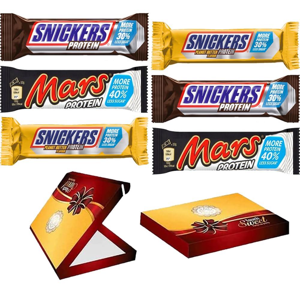 Snickers Protein Chocolate Bars With Gift Box - 6 x Mixed Chocolate ...