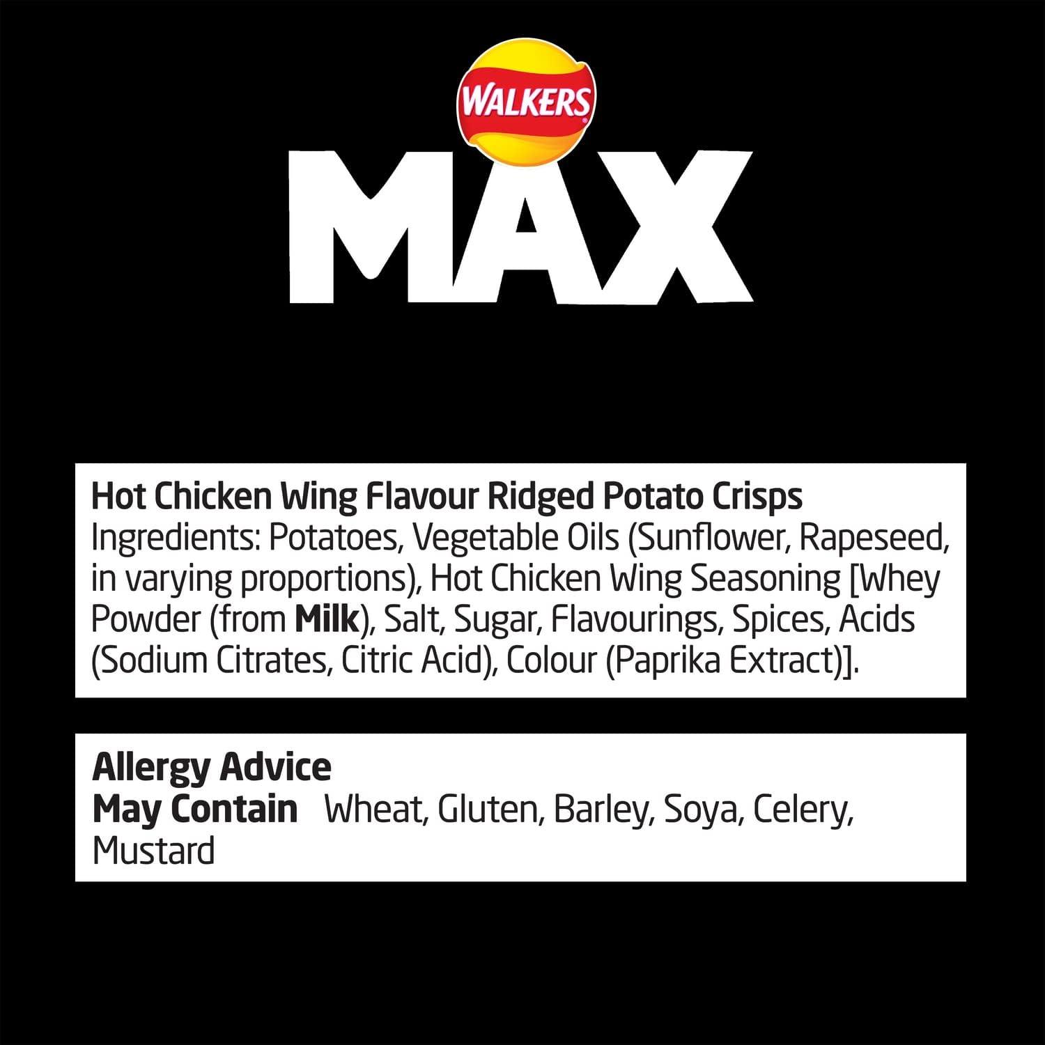 Walkers Max Hot Chicken Wings 140G - Spicy Potato Crisps | Buy Now with ...