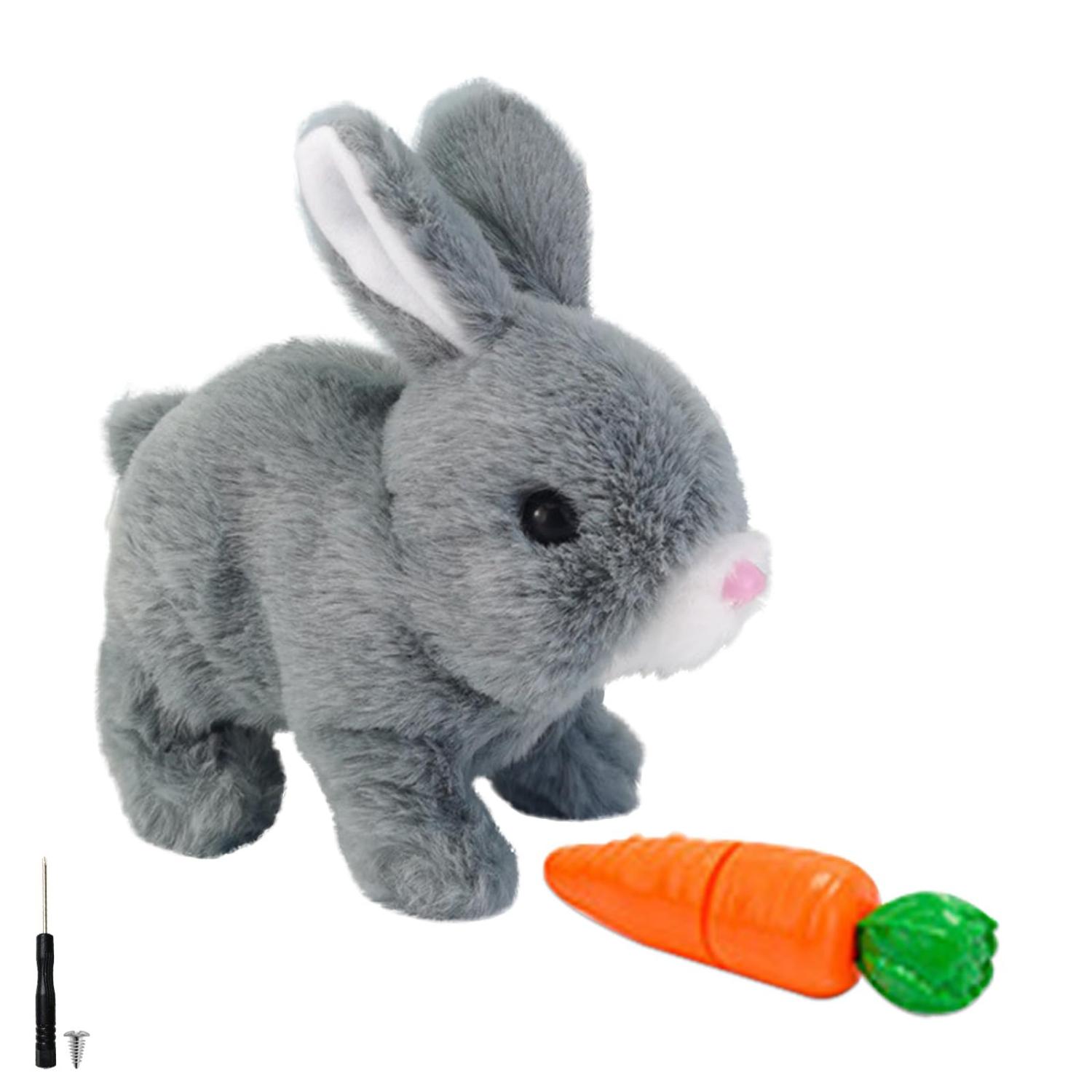 Woeau Rabbit Toy for Kids - Grey Plush Stuffed Bunny with Carrot ...