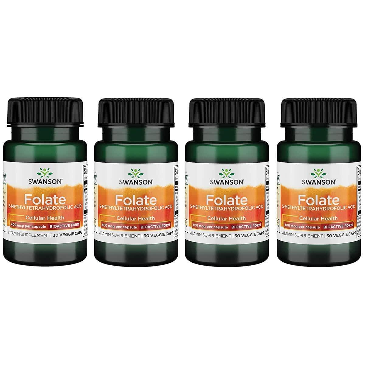 Swanson Folate 400mcg 30 Veg Capsules (4 Pack) - 5 ...
