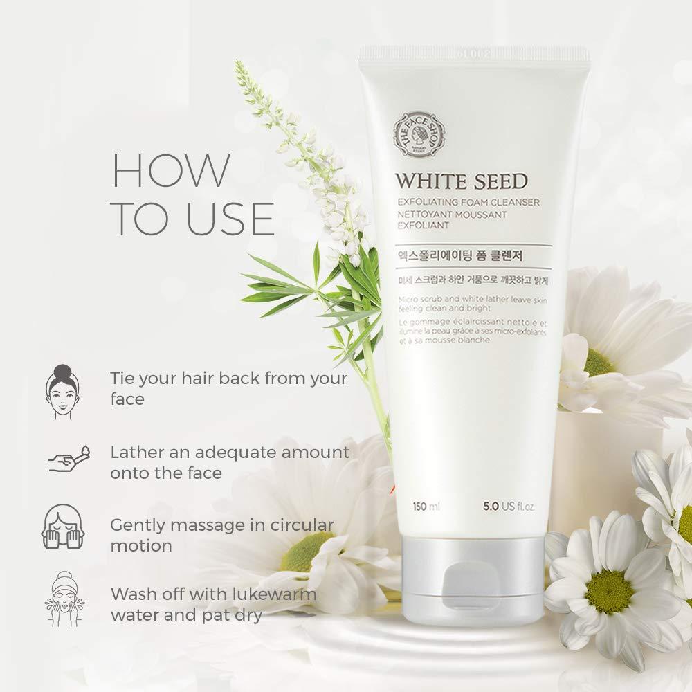 The Face Shop White Seed Peeling Foam Cleanser - Brightening Exfoliant ...