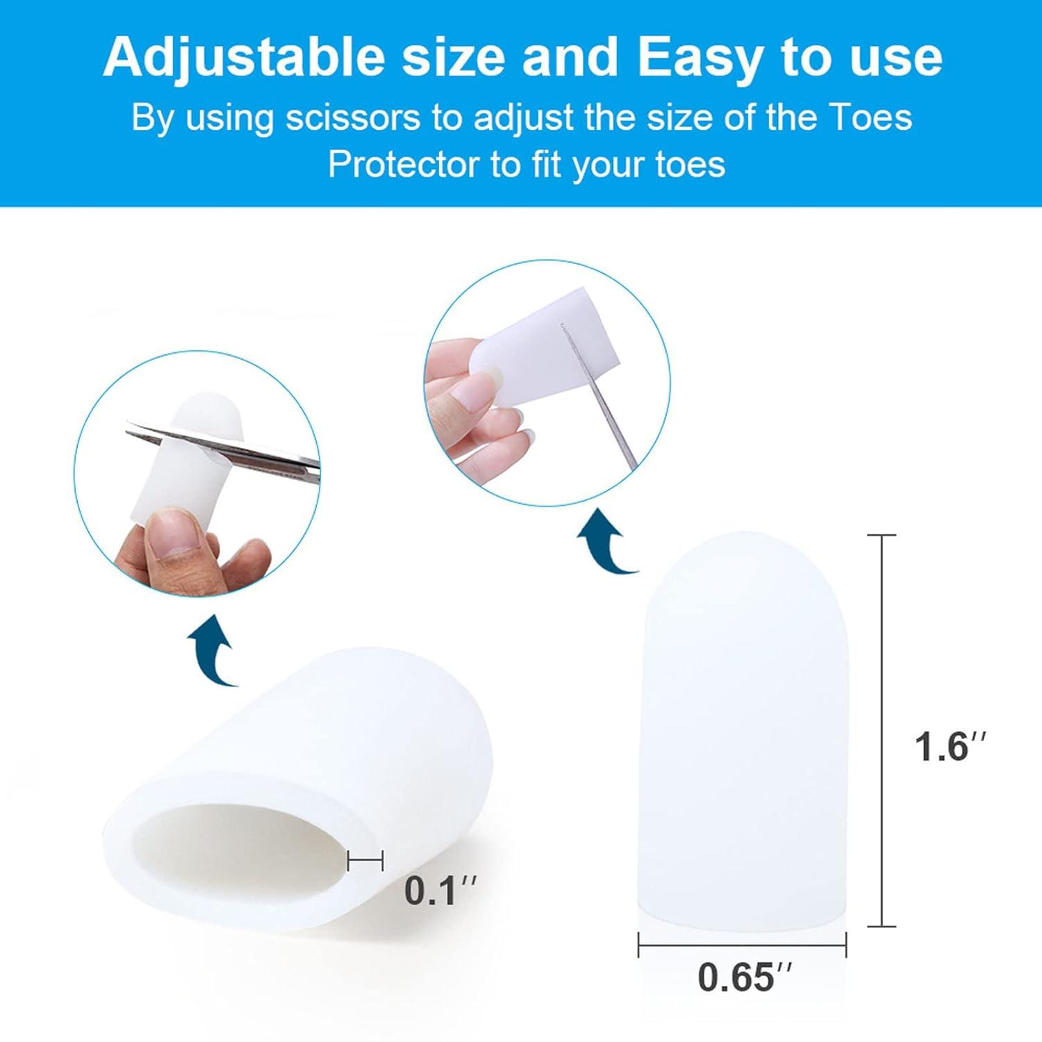 10 Pairs Silicone Toe Cushion Caps - Adjustable Pain-Relieving ...