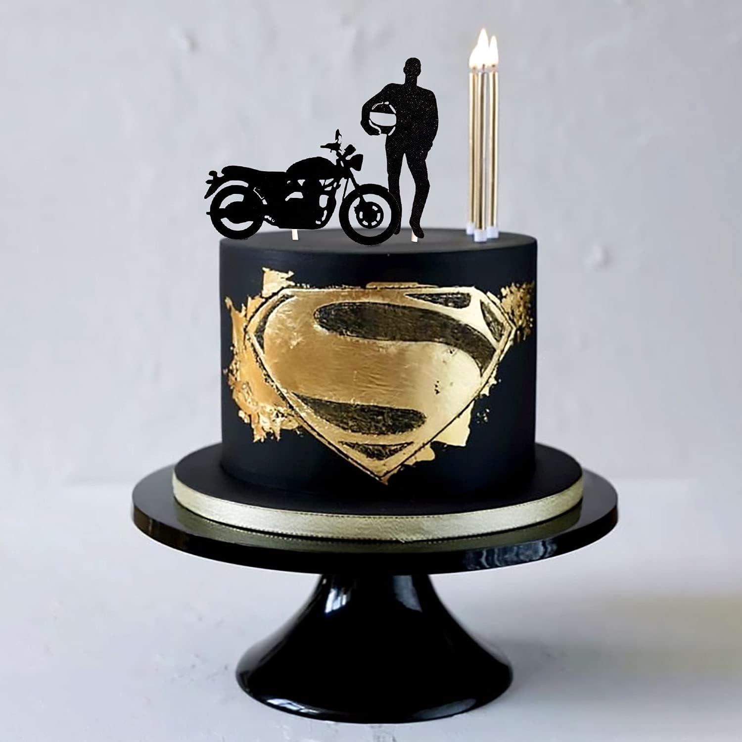 LaVenty Set of 24 Black Motorcycle Cupcake Toppers Scooter Cake ...