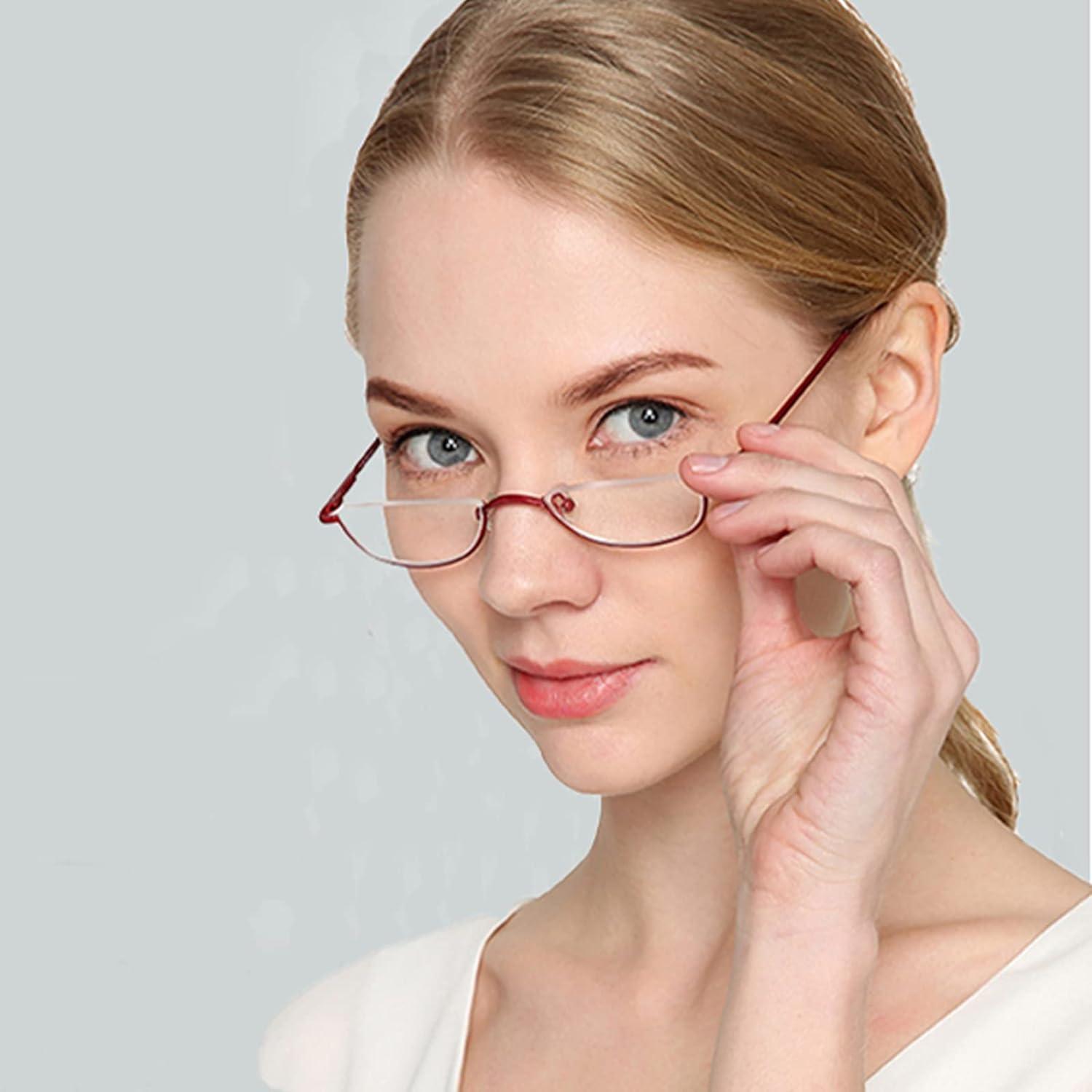 Hubeye 3 Pairs Half Moon Reading Glasses Set with Holster - 3.0 ...