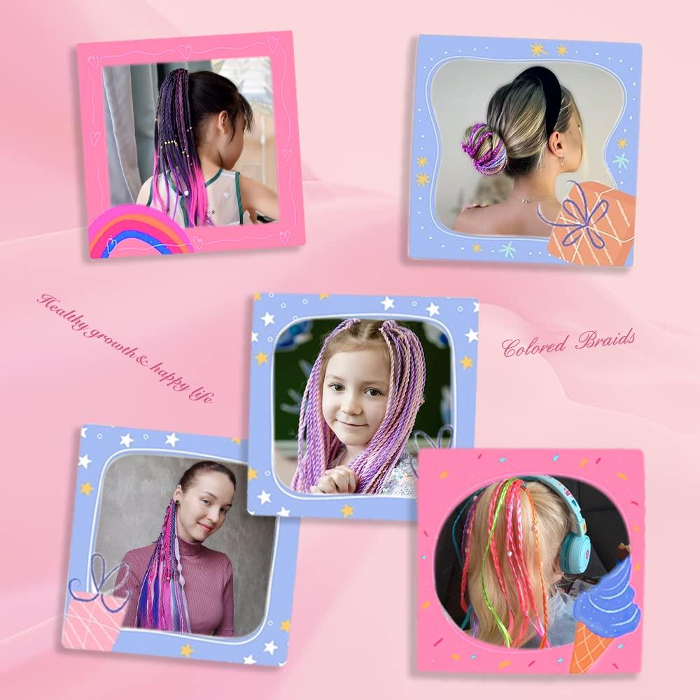 12-Piece Girls Hair Extension Accessories - Colored Braids Ponytail ...