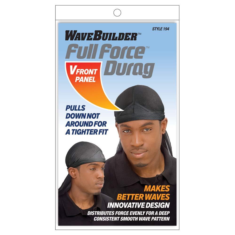 WaveBuilder Full Force Durag - V-Front Panel - Black | Buy Now with ...