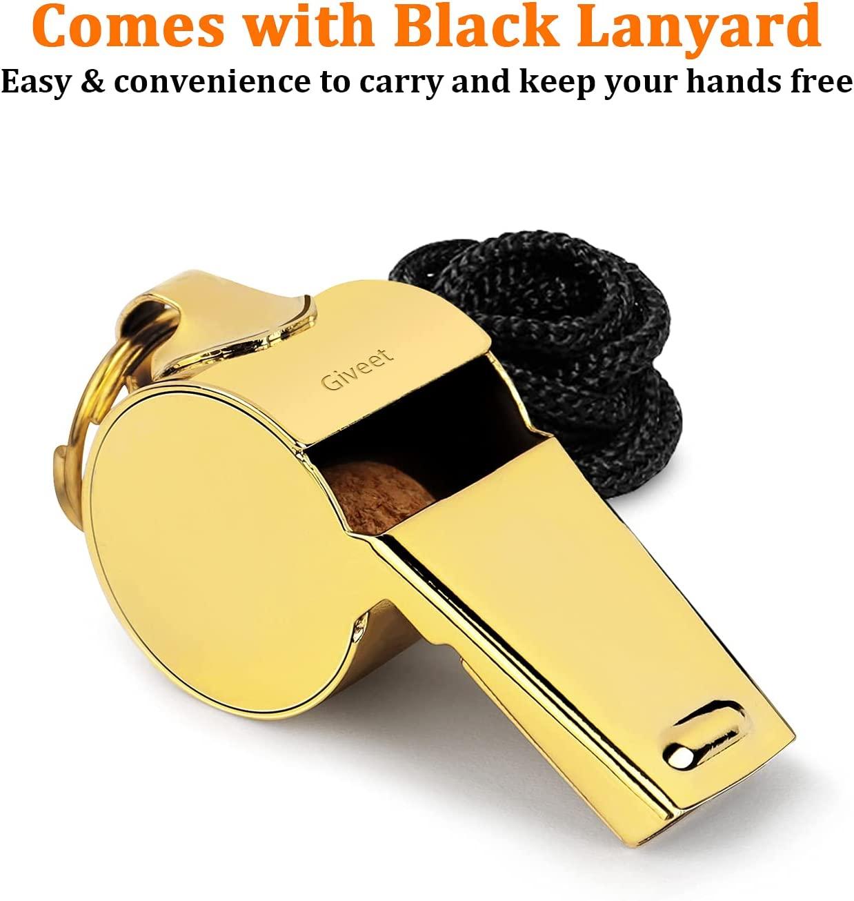 Giveet Metal Whistle with Lanyard Stainless Steel and Durable Extra ...