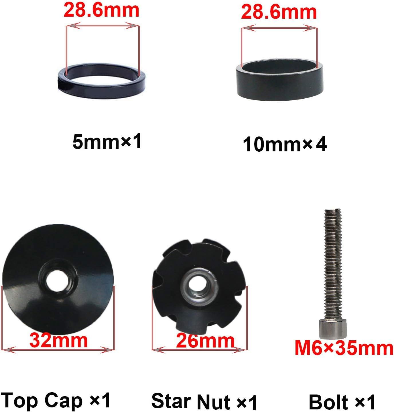 GANOPPER 1 1/8 Inch Headset Spacer + Stem Top Cap Set | Black, Red ...