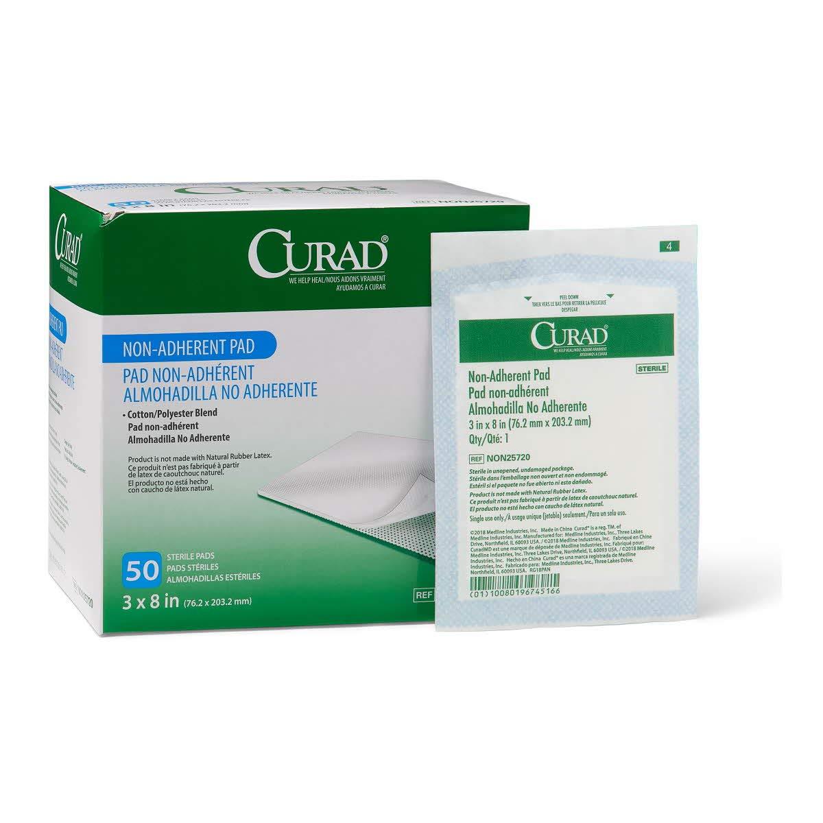 Medline Curad Sterile Non-Adherent Pad 3x8 - Pack of 50 | Medical Grade ...