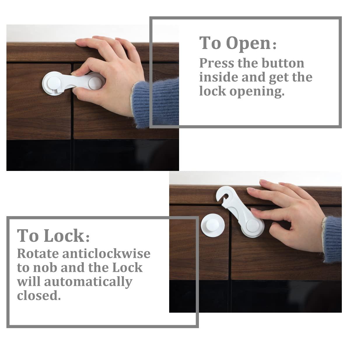 Cabinet Door Locks for Baby Proof and Child Safety 4 Pack Cabinet Locks ...