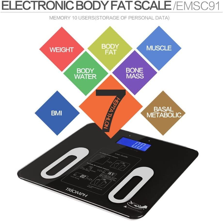 Triomph Precision Body Fat Scale - Backlit LCD Digital Bathroom Scale ...