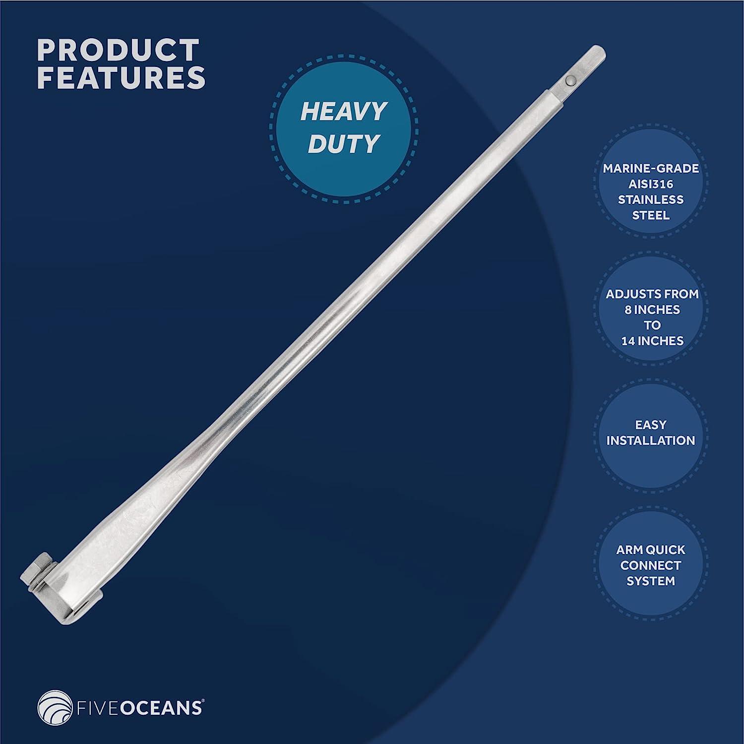 Five Oceans TMC Marine Adjustable Wiper Arm 8-14 Stainless Steel - For ...