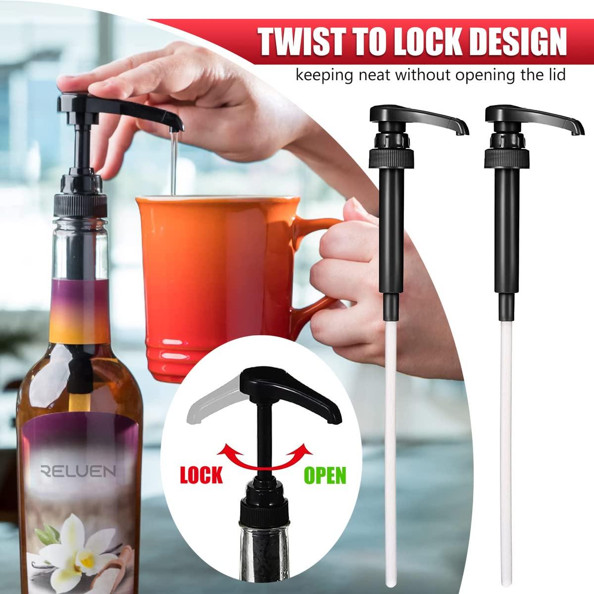 Black Pump Syrup Dispenser Set - 4 Pcs Coffee Creamer, Milk, Juice, and ...
