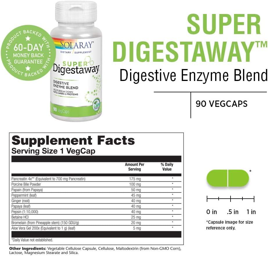Solaray Super Digestaway Digestive Enzyme Blend - 90 VegCaps for ...