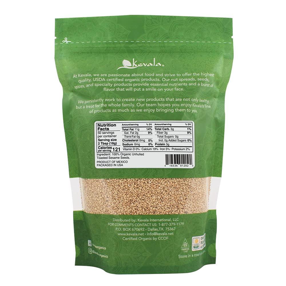 Kevala Organic Toasted Sesame Seeds 2lb - Unhulled Sesame - Pack of 1 ...