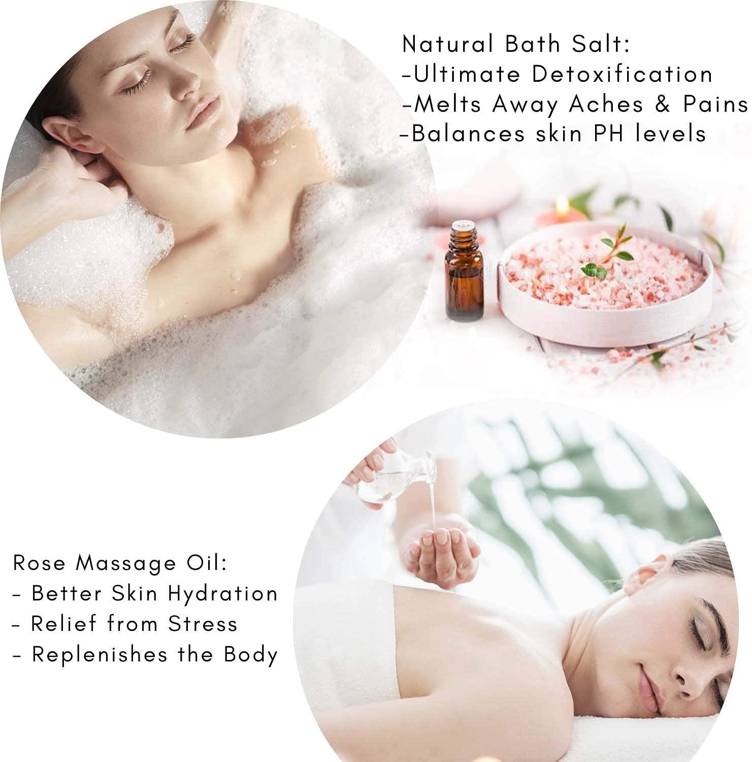Pink Himalayan Bath Salt Spa Kit with Rose Essential Oil - Foot Care ...