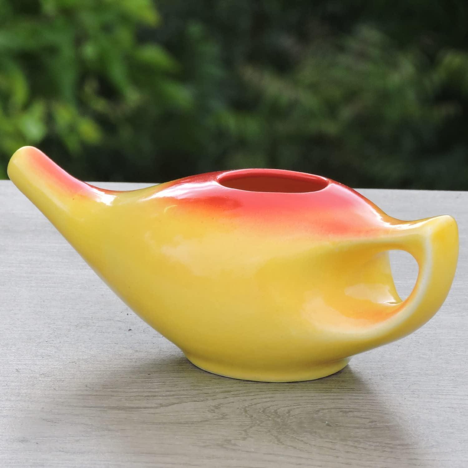 ANCIENT IMPEX Ceramic Neti Pot with Neti Salt Sachets - Natural Sinus ...