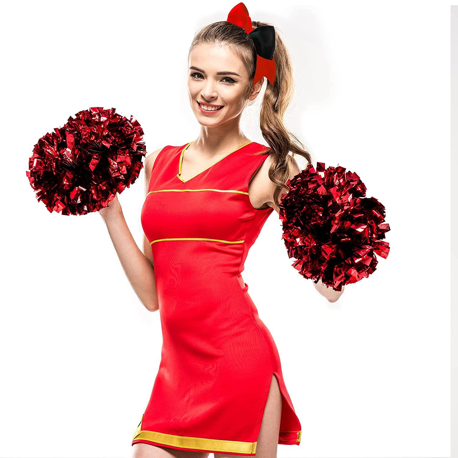 Jumbo Cheerleading Bow Set - 8 Inch Red & Black Hair Bows for Teen ...