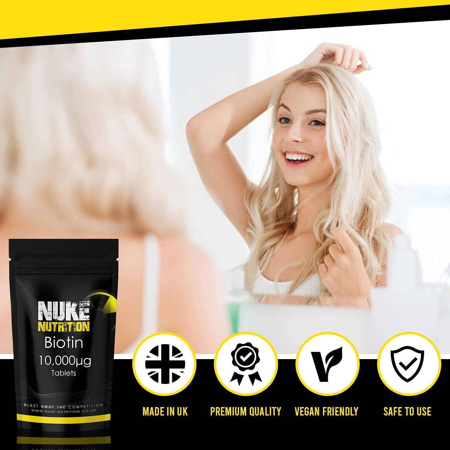 Nuke Nutrition Biotin Tablets 10000mcg x180 - Hair Growth Vitamins ...