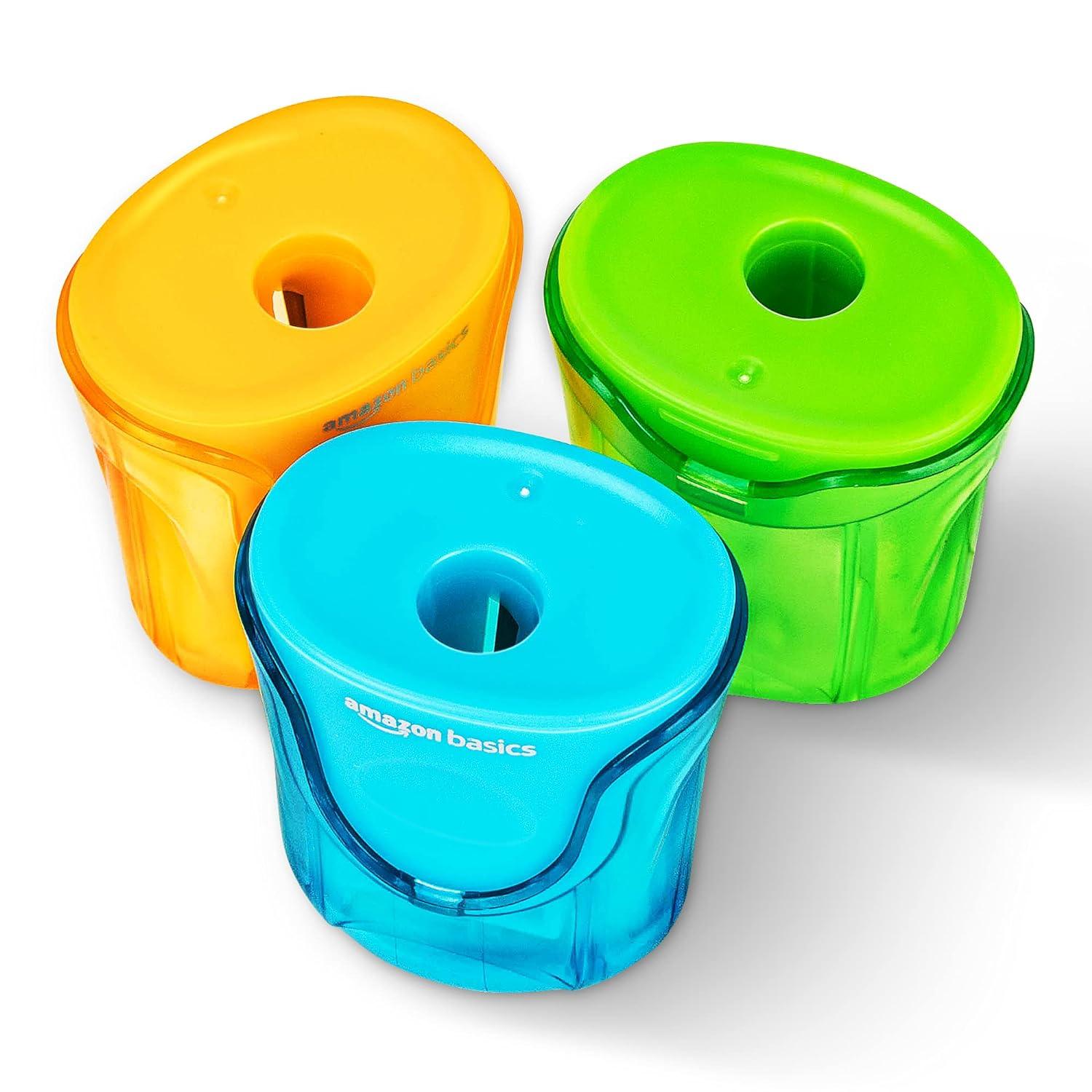 Amazon Basics School Pencil Sharpener 1 Hole 3-Pack 1-hole 3 packs ...