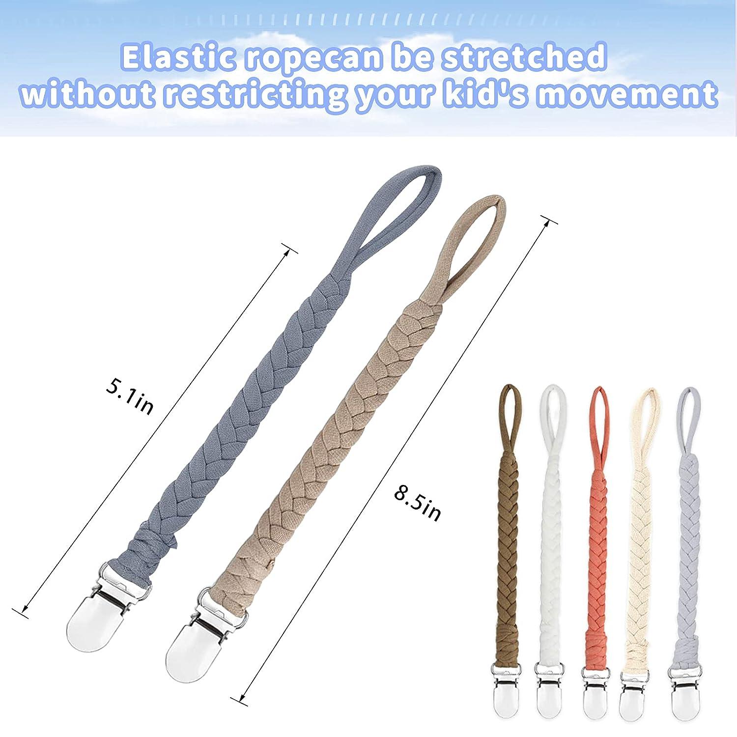 Duludulu 7 Pcs Braided Pacifier Clips - Handmade Cotton Modern Unisex ...