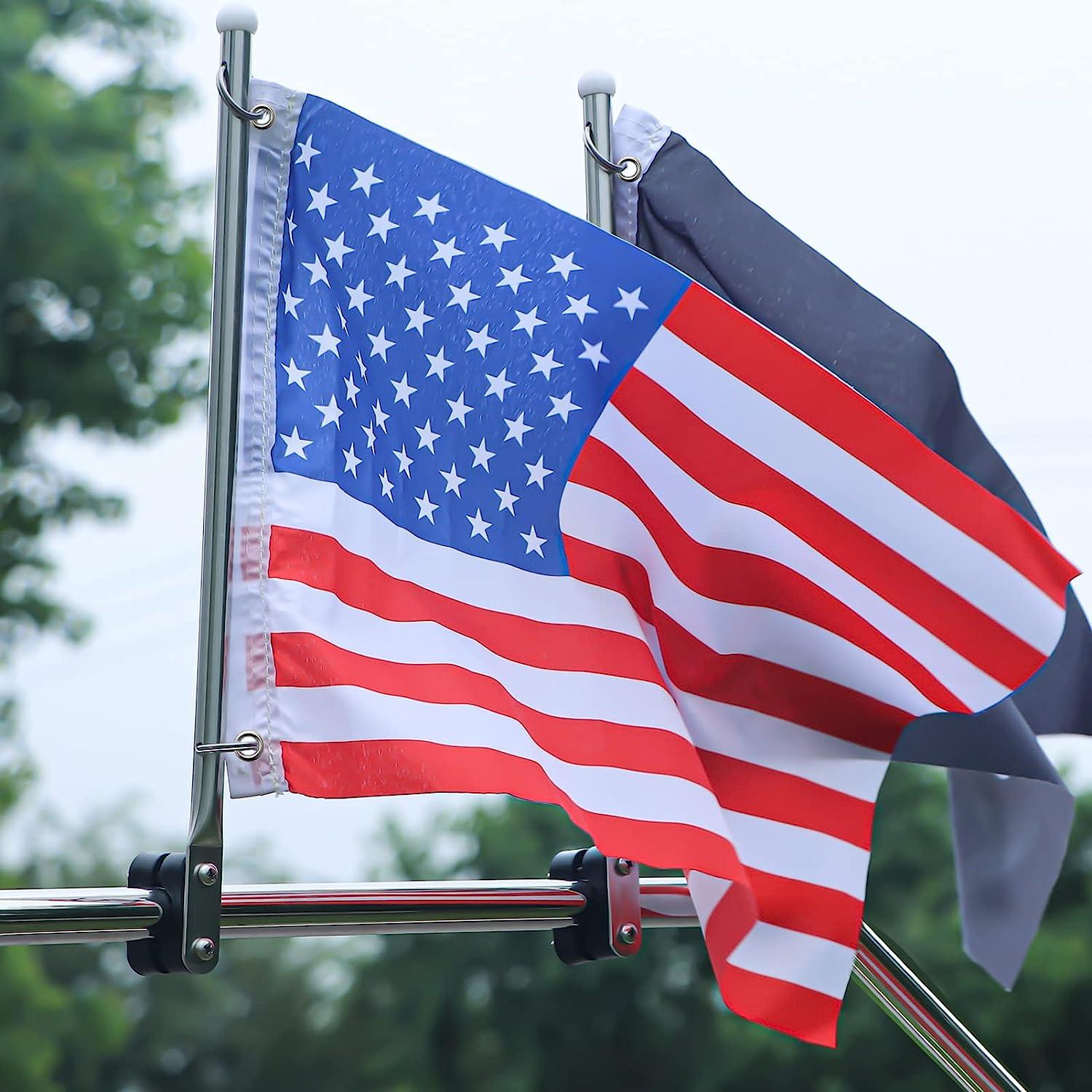 2 PCS Stainless Steel Rail Mount Boat Pulpit Staff Flag Pole (7/8 - 1 ...