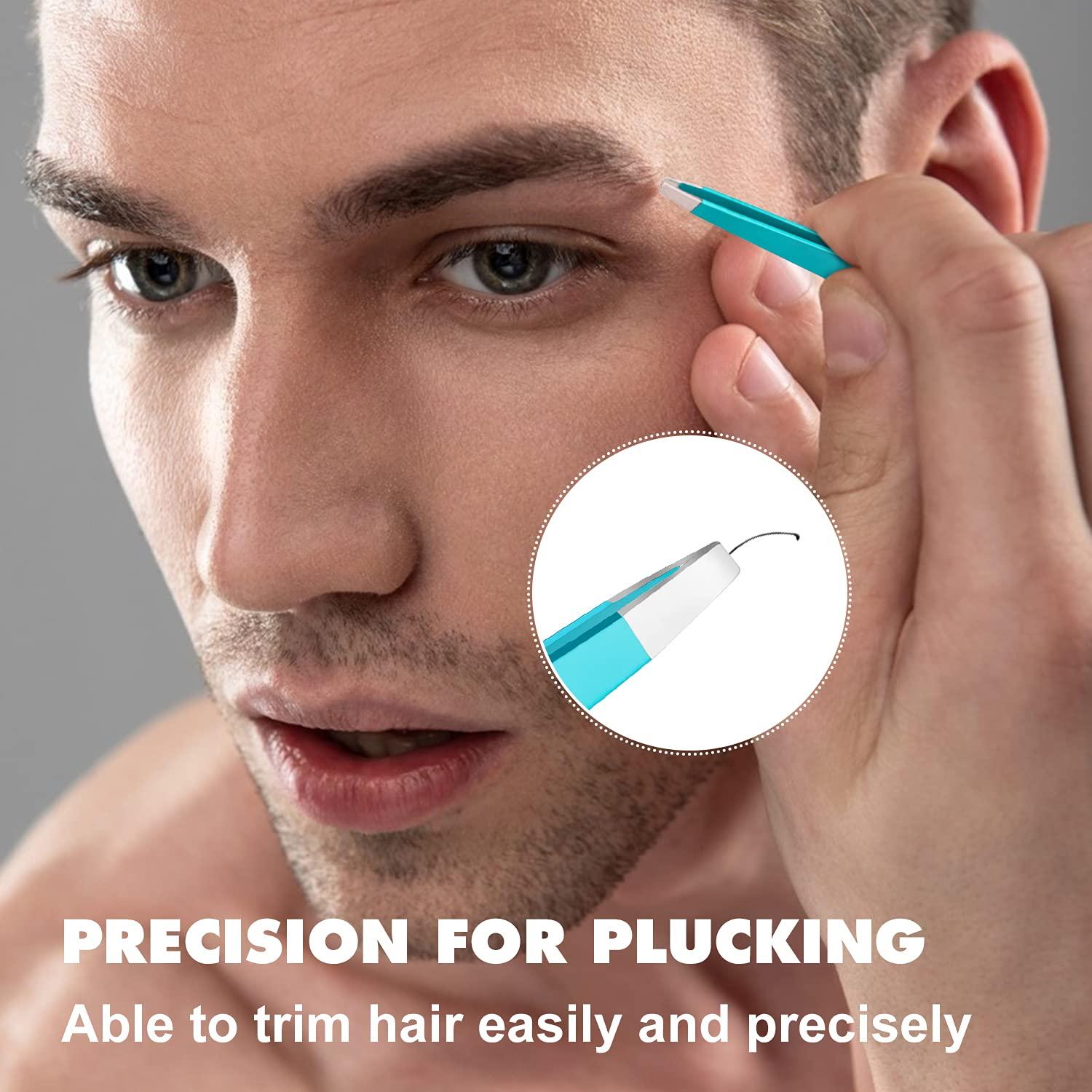 Mabox Professional Tweezers Set with Case - 4 Pieces Slanted and ...