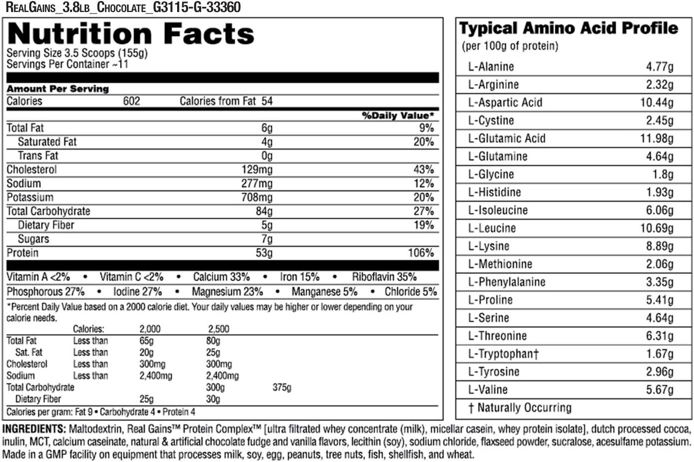 Real Gains Weight Gainer: Chocolate Ice Cream Flavor - 10.6 lb Pack ...