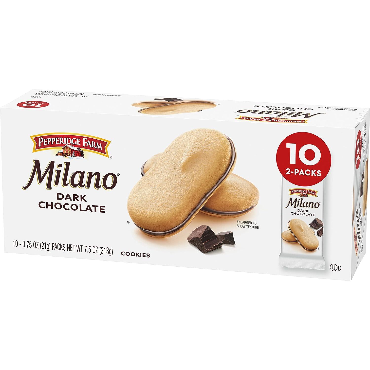 Pepperidge Farm Milano Cookies Dark Chocolate - 10 Packs (2 Cookies per ...