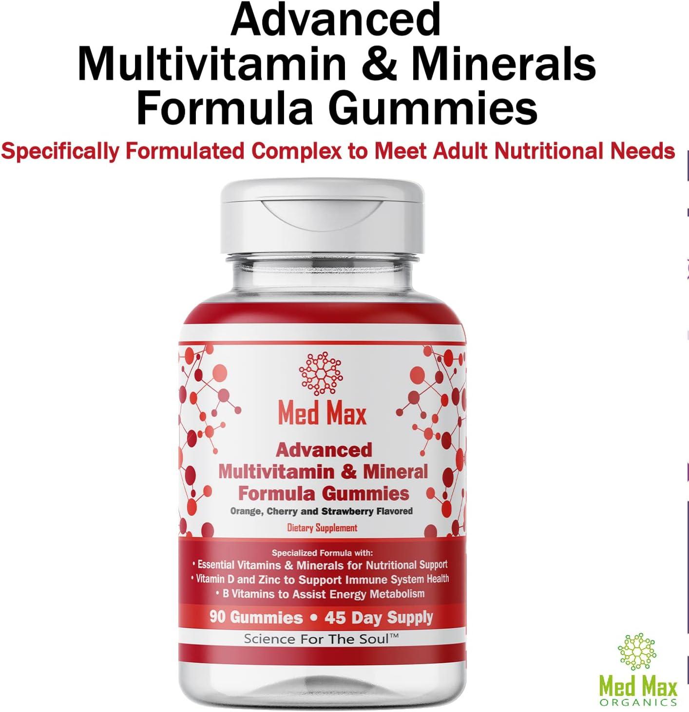 Med Max Organics Advanced Multivitamin & Mineral Gummies - Daily ...