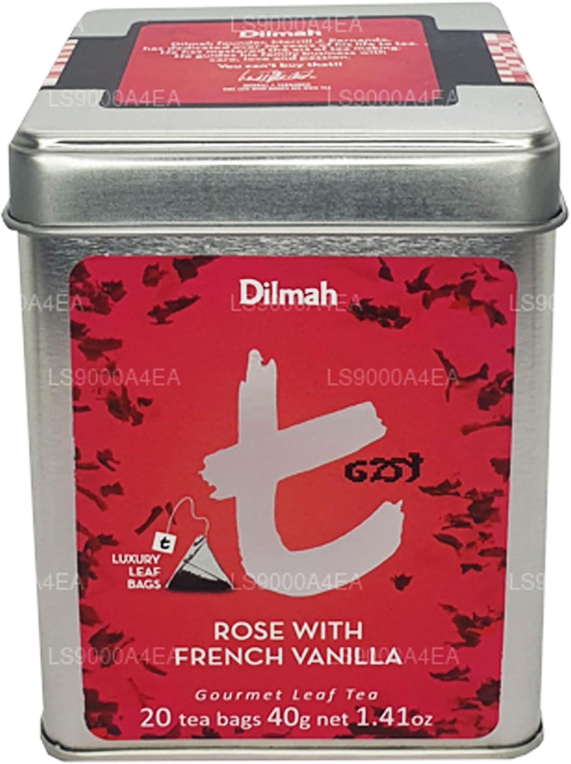 Dilmah Rose with French Vanilla Tea 20 Luxury Tea Bags in Tin Caddy ...