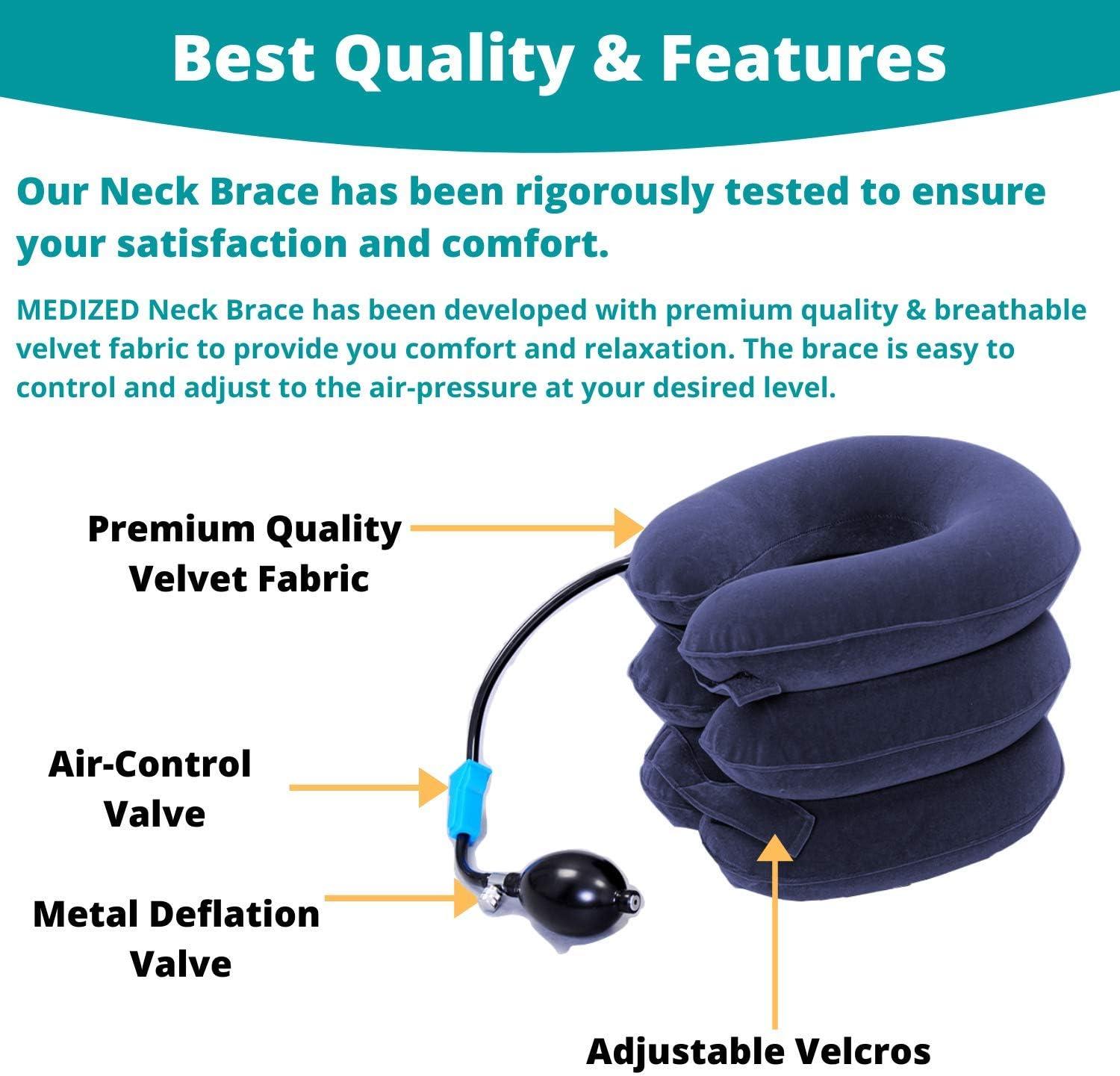 Medized Inflatable Cervical Neck Traction Device - Adjustable Blue for ...