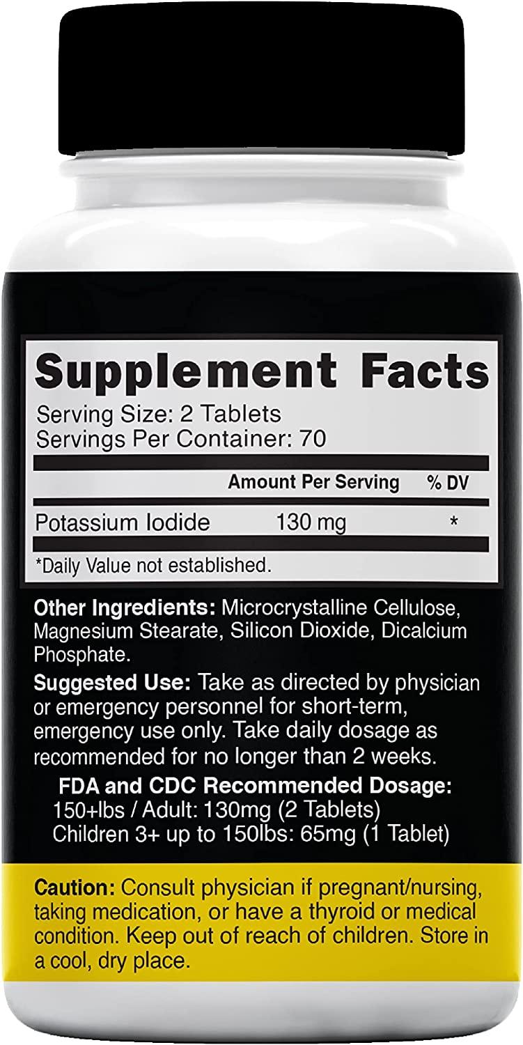 Potassium Iodide Radiation Tablets 130mg (280 Tablets) - 2 Pack EXP 05/ ...