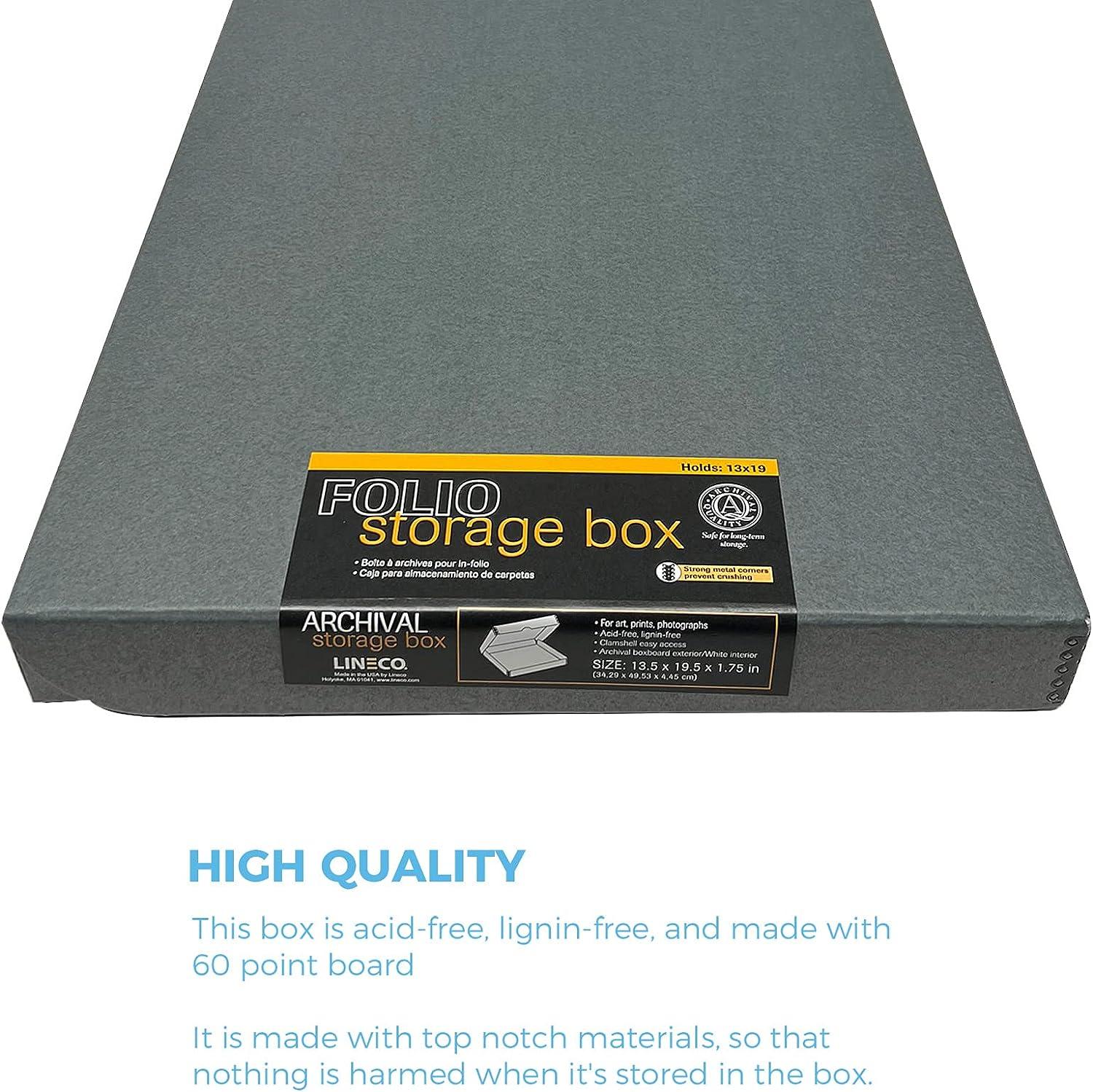 Lineco Grey 13x19 Clamshell Box - Archival Acid Free - Organize & Store ...