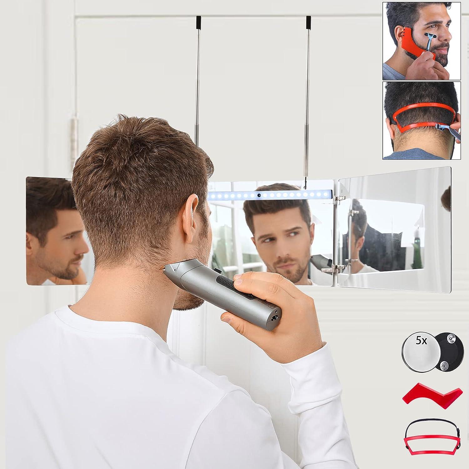 Folomilo 3-Way LED Barber Mirror for Hair Cutting | Self Cut 360 ...
