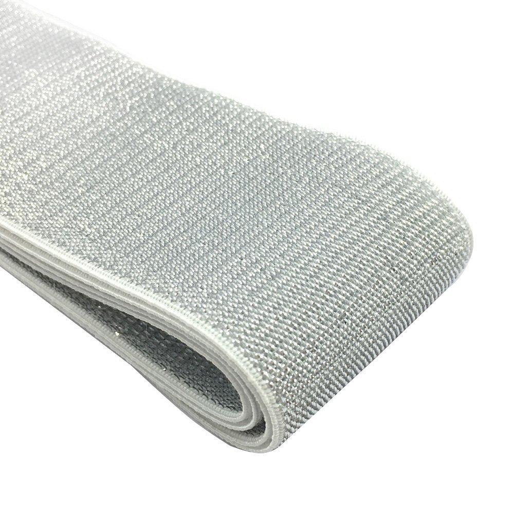 3-Yard Soft Gold and Silver Glitter Elastic Bands - 2-inch Wide ...