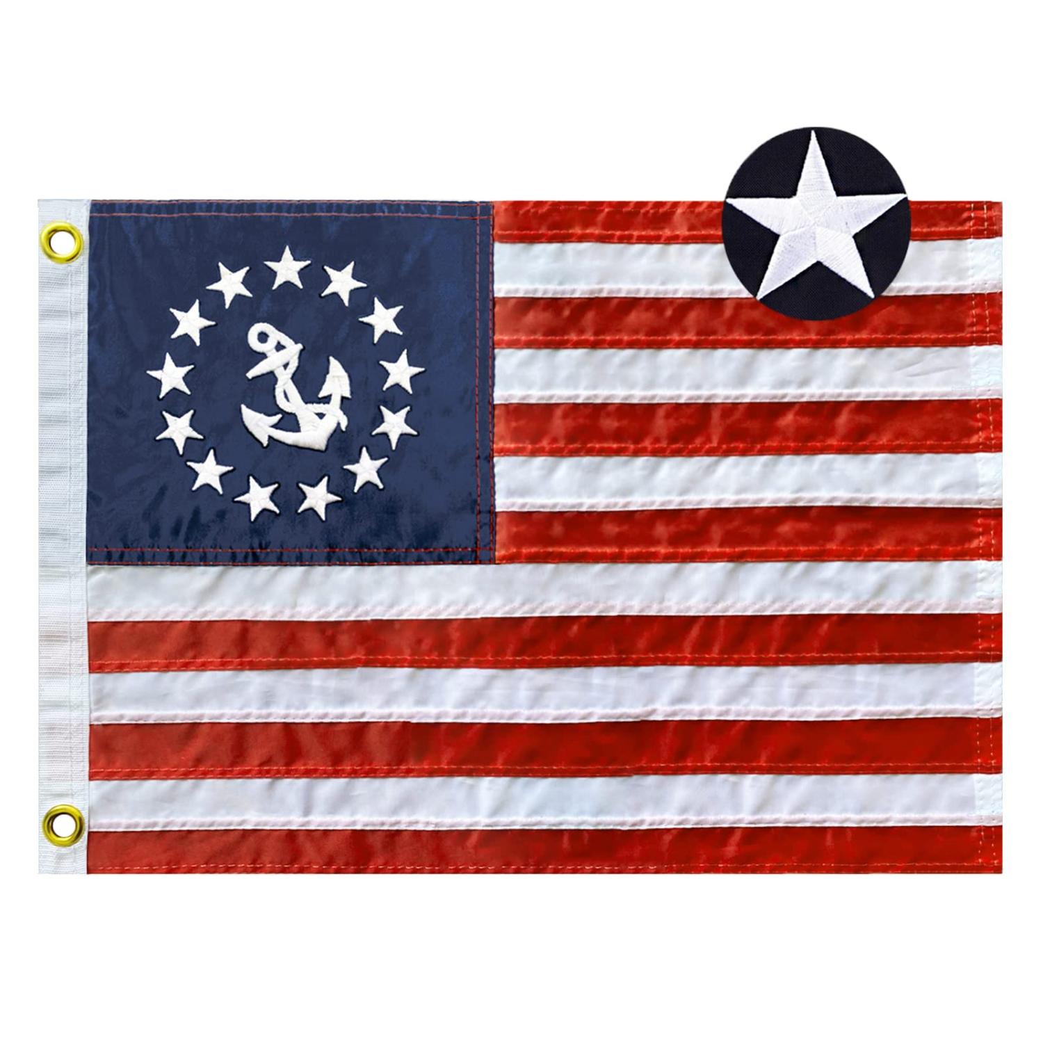Embroidered Stars & Anchor Boat Flag 12x18 Inch - American Heavy Duty ...