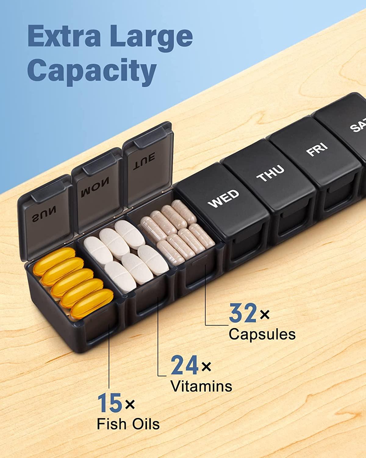 Extra Large Weekly Pill Organizer - KAPENS Daily Case with Large ...