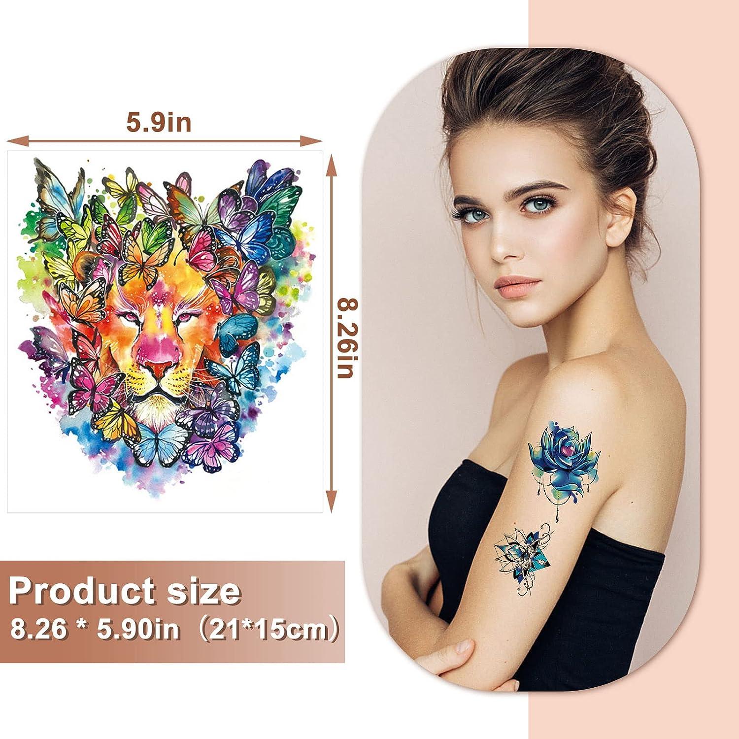 Floral Temporary Tattoos for Women and Kids Waterproof Fake Tattoos for ...
