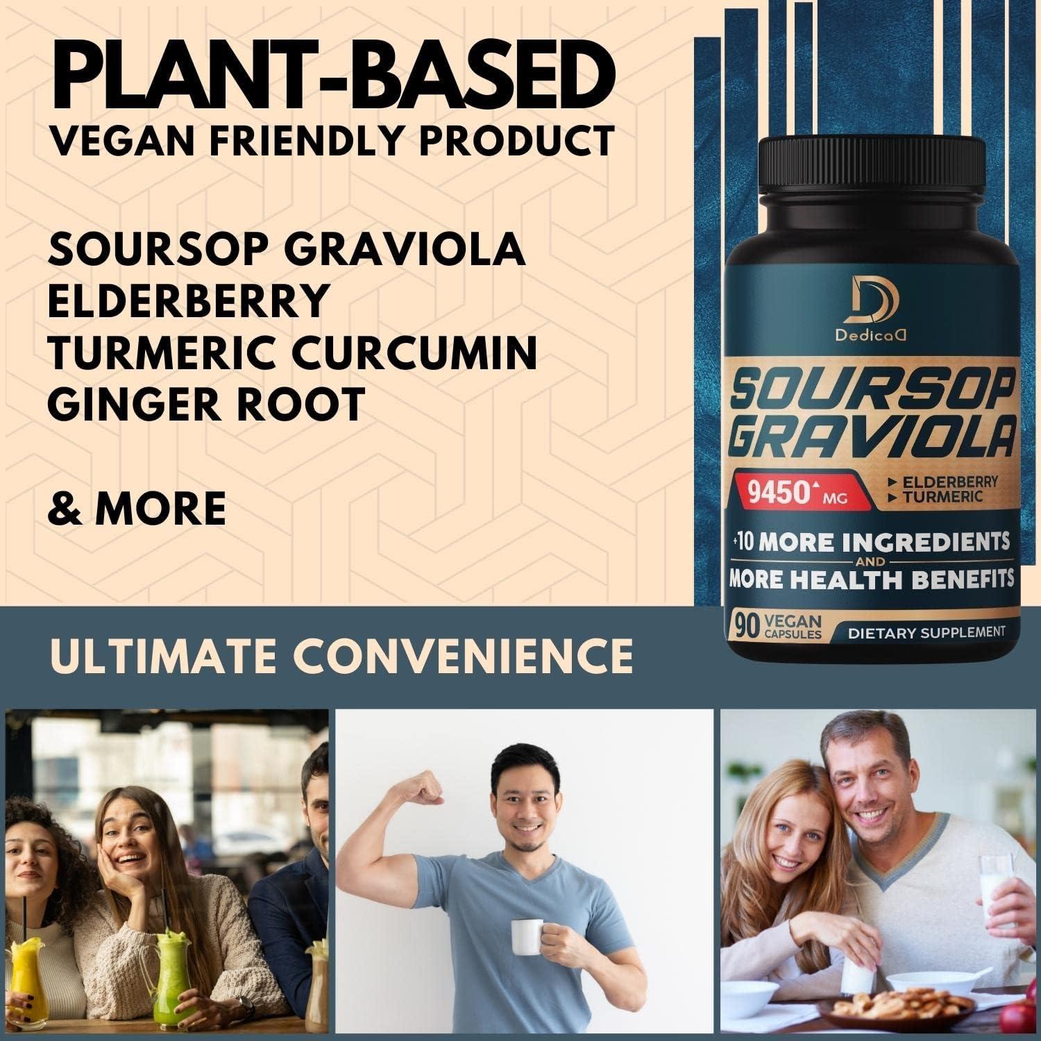 Soursop Graviola Capsules - 9450mg - 3 Months Supply with 11 Herbs ...