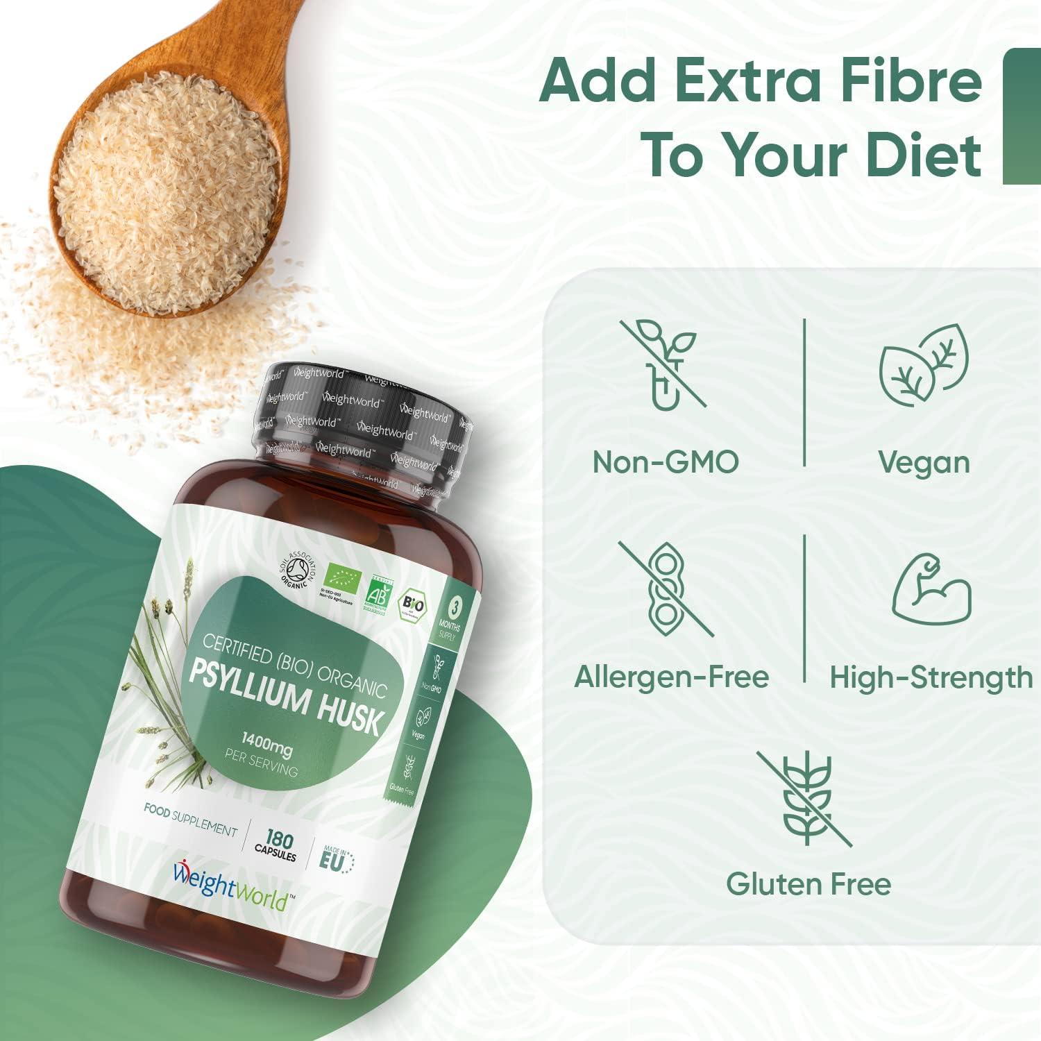 WeightWorld Organic Psyllium Husk Capsules - 180 High Strength ...